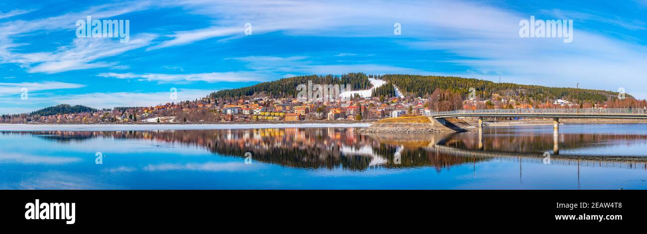 View of the Froso island and skyline of Ostersund in Sweden Stock Photo ...