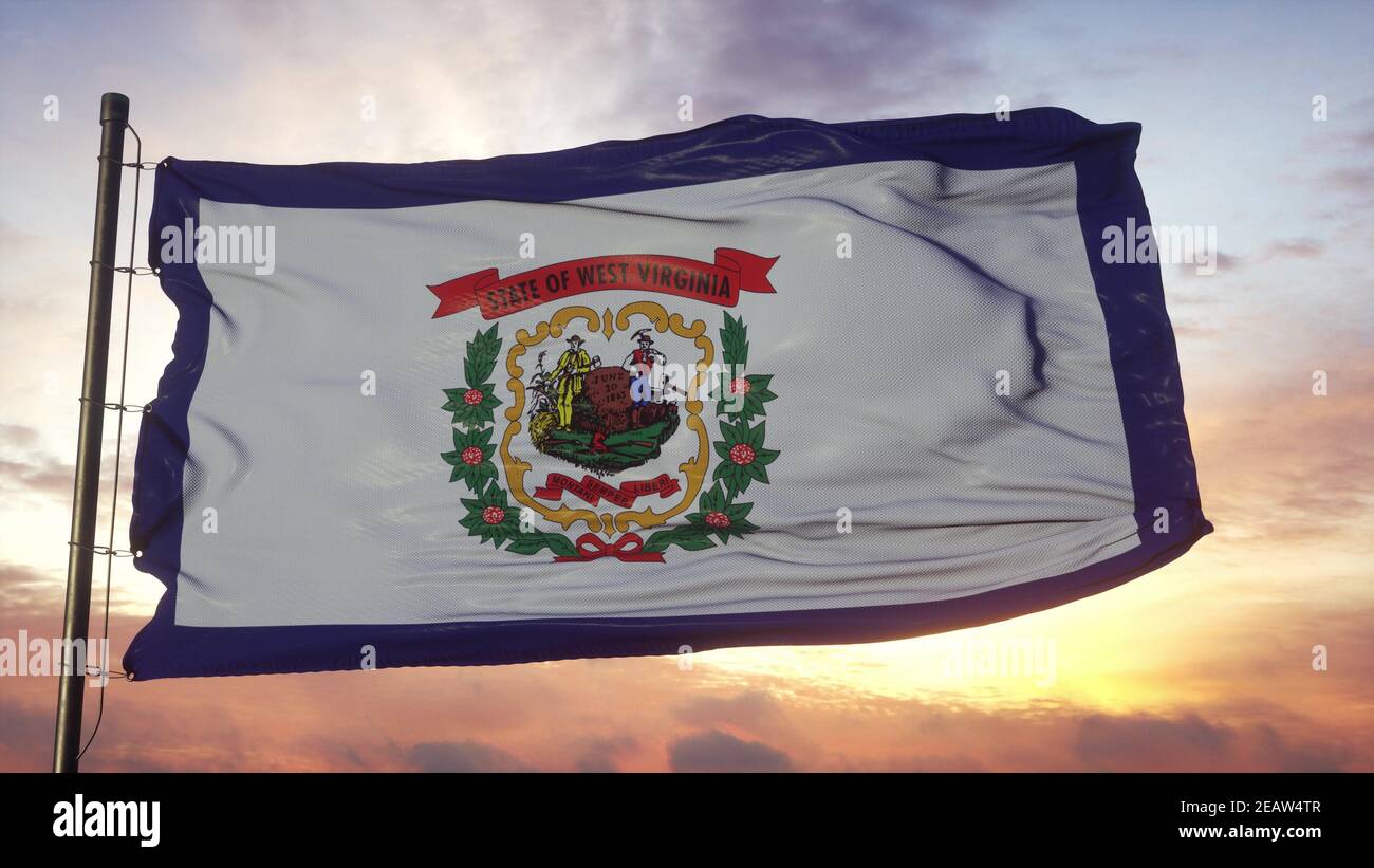 Virginia flag waving in slow hi-res stock photography and images - Alamy