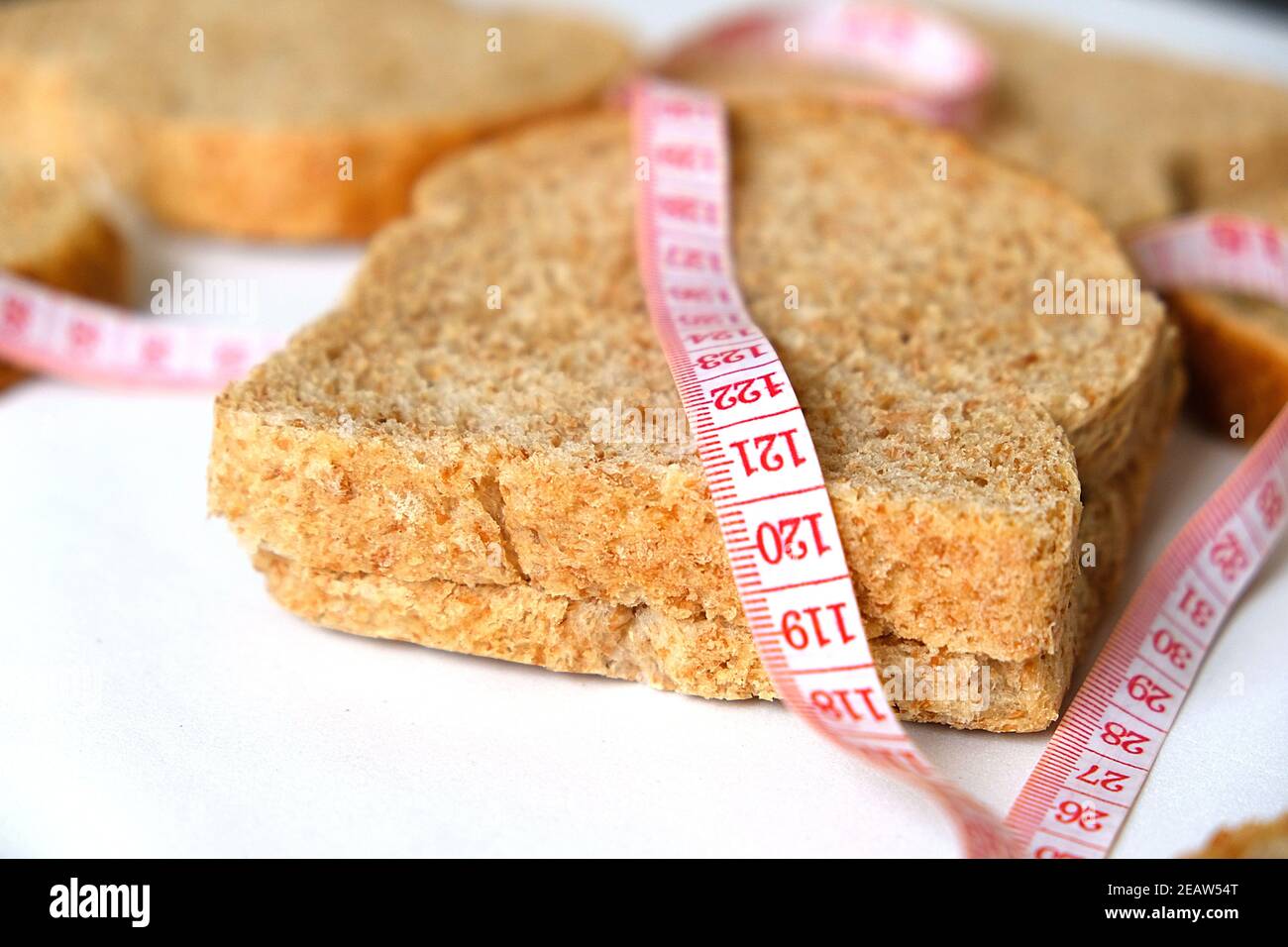Against excessive weight gain at home, bran bread, slices of bran bread ...