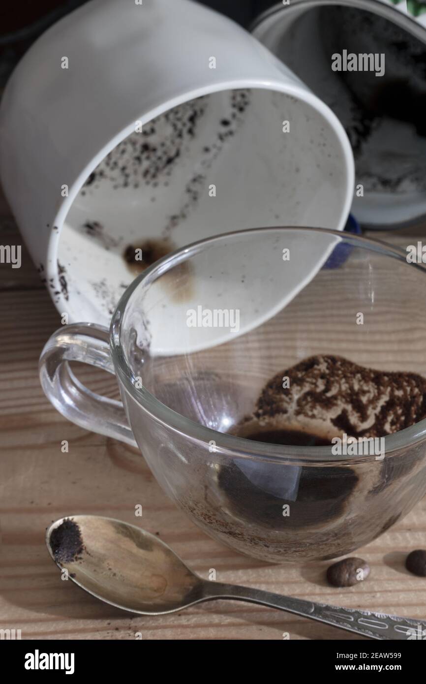 Empty dirty coffee cup hi-res stock photography and images - Alamy