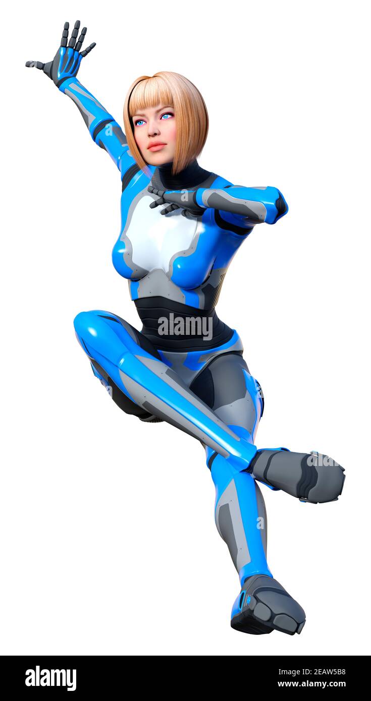 3D Rendering Female Robot on White Stock Photo - Alamy