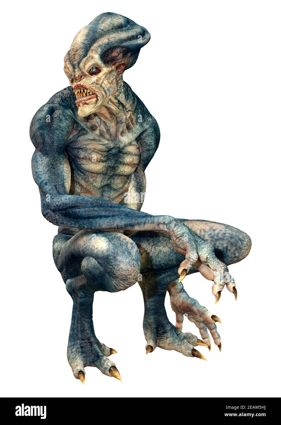 3D Rendering Blue Alien on White Stock Photo - Alamy