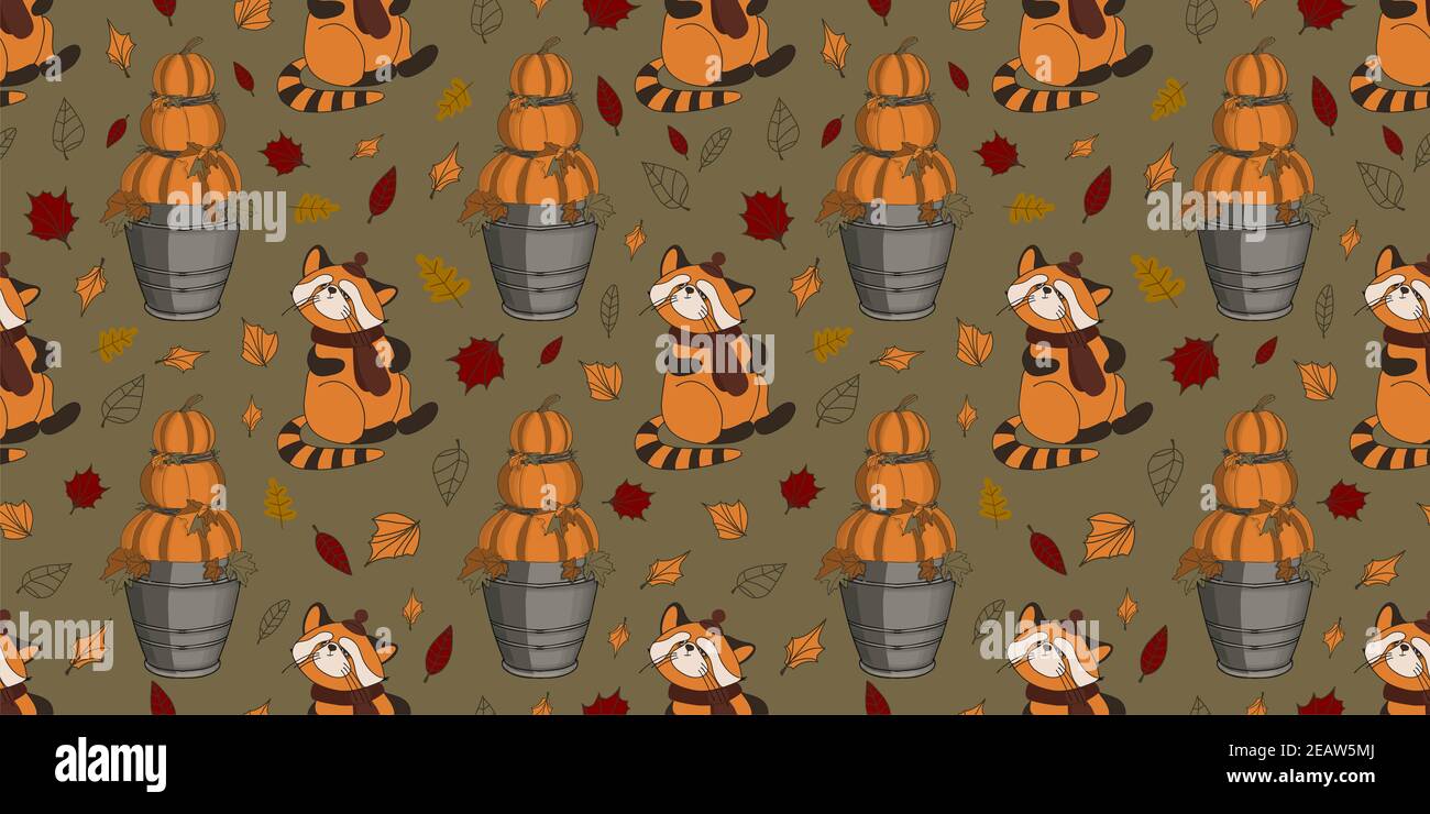 Autumn pattern with pumpkins. Digital paper for scrapbooking ...