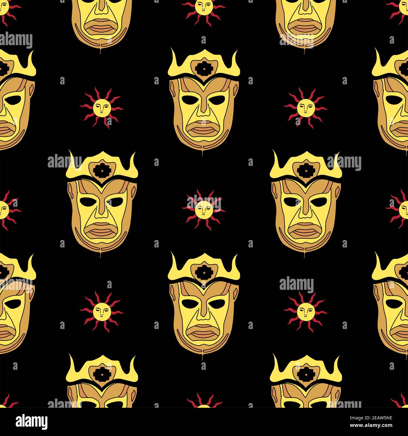 Inca Sun God Mask Template