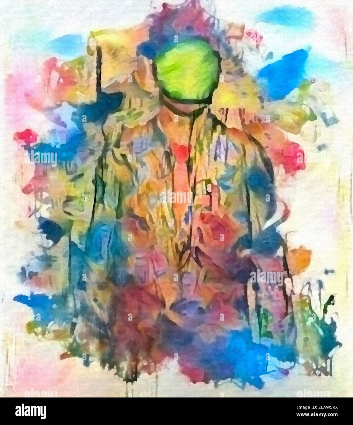 Surreal painting. Man in suit and bowler with green apple instead of ...