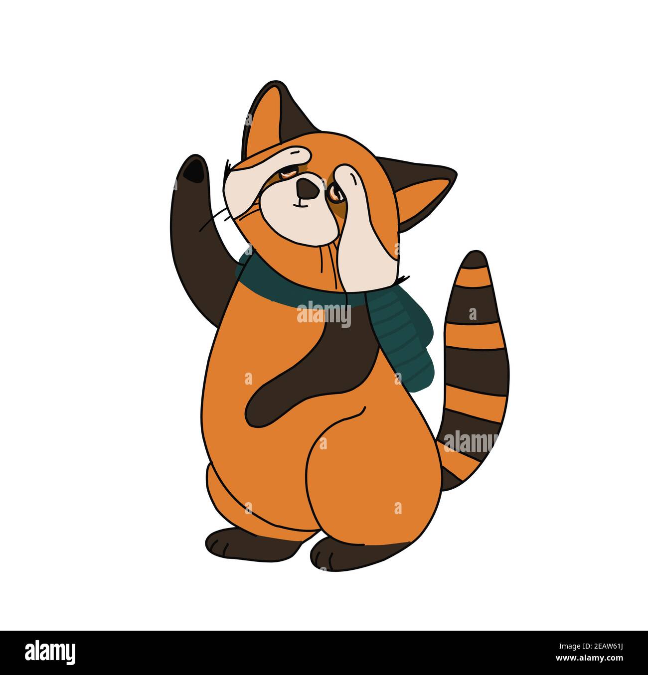 red panda, cat bear. Character cute beast. Funny animals. Autumn ...