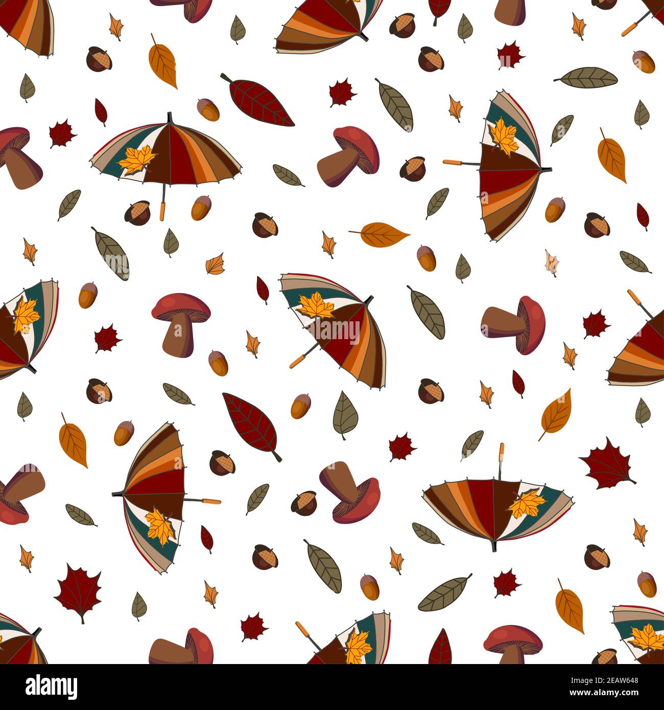 autumn pattern. Umbrella and falling leaves. Autumn leaves. Children's ...