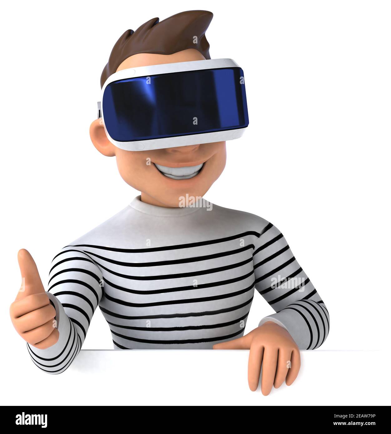 Fun 3D illustration of a cartoon man with a VR helmet Stock Photo - Alamy