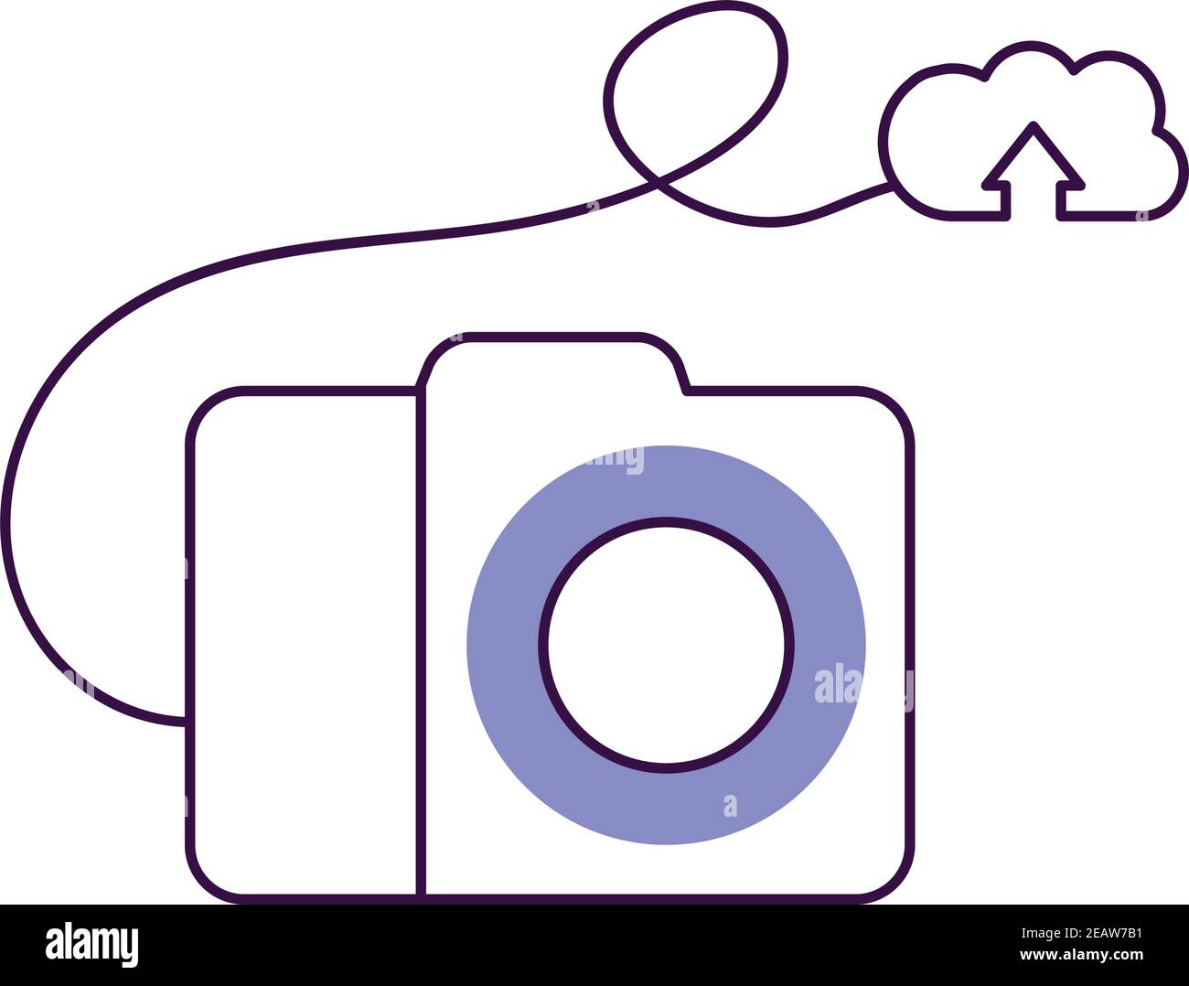 camera and cloud storage over white background, colorful design, vector ...