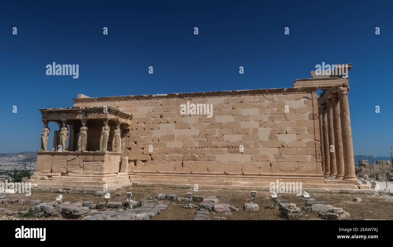 Caryatid Porch of the Erechtheion on the Acropolis, Athens Stock Photo ...