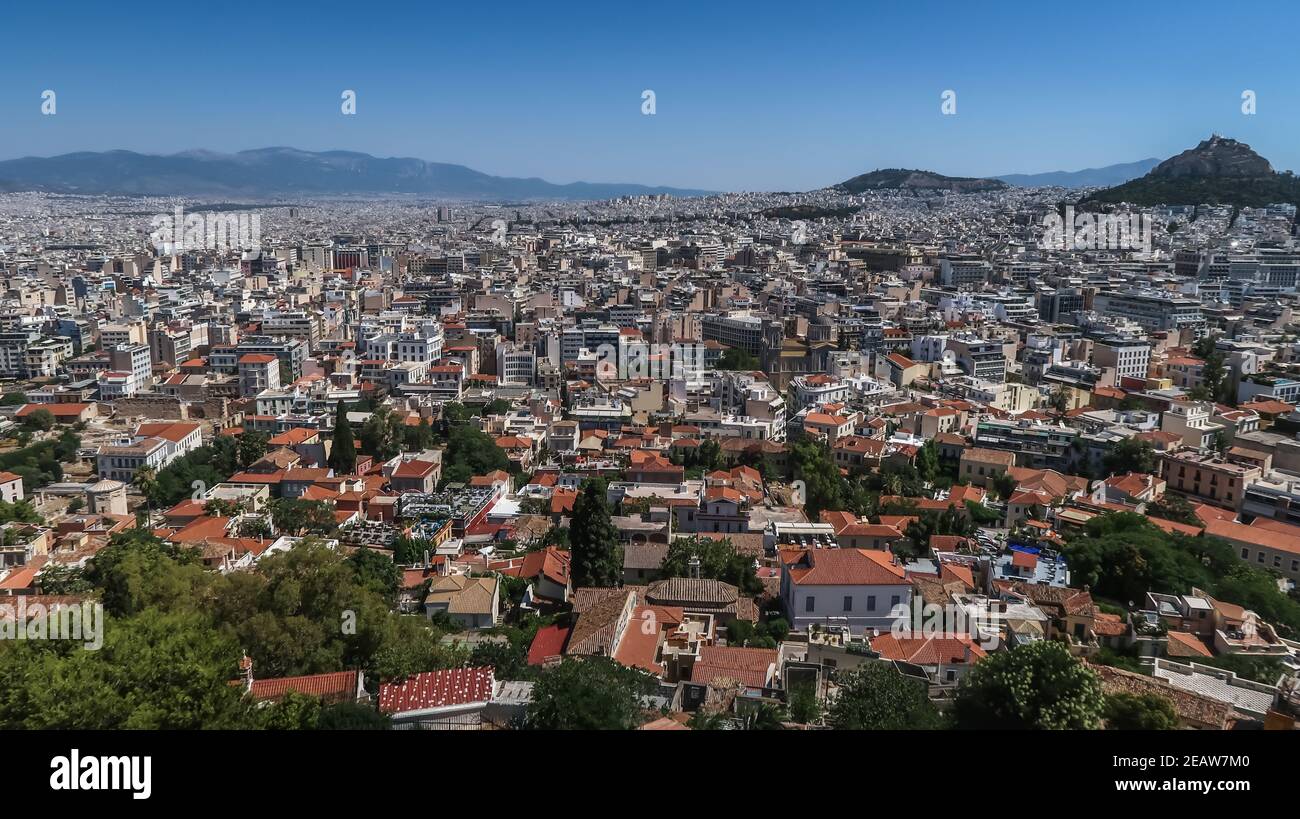Beautiful cityscape of Athens seen from Acropolis Stock Photo - Alamy