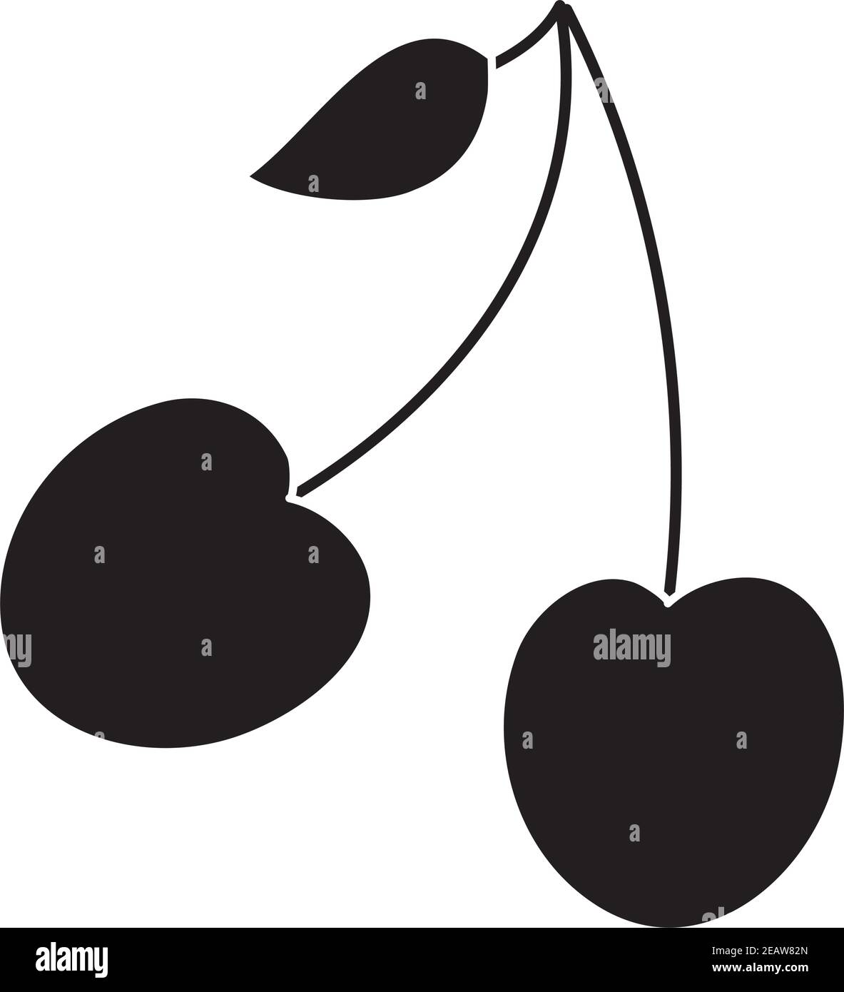cherries symbol icon over white background, silhouette style, vector ...