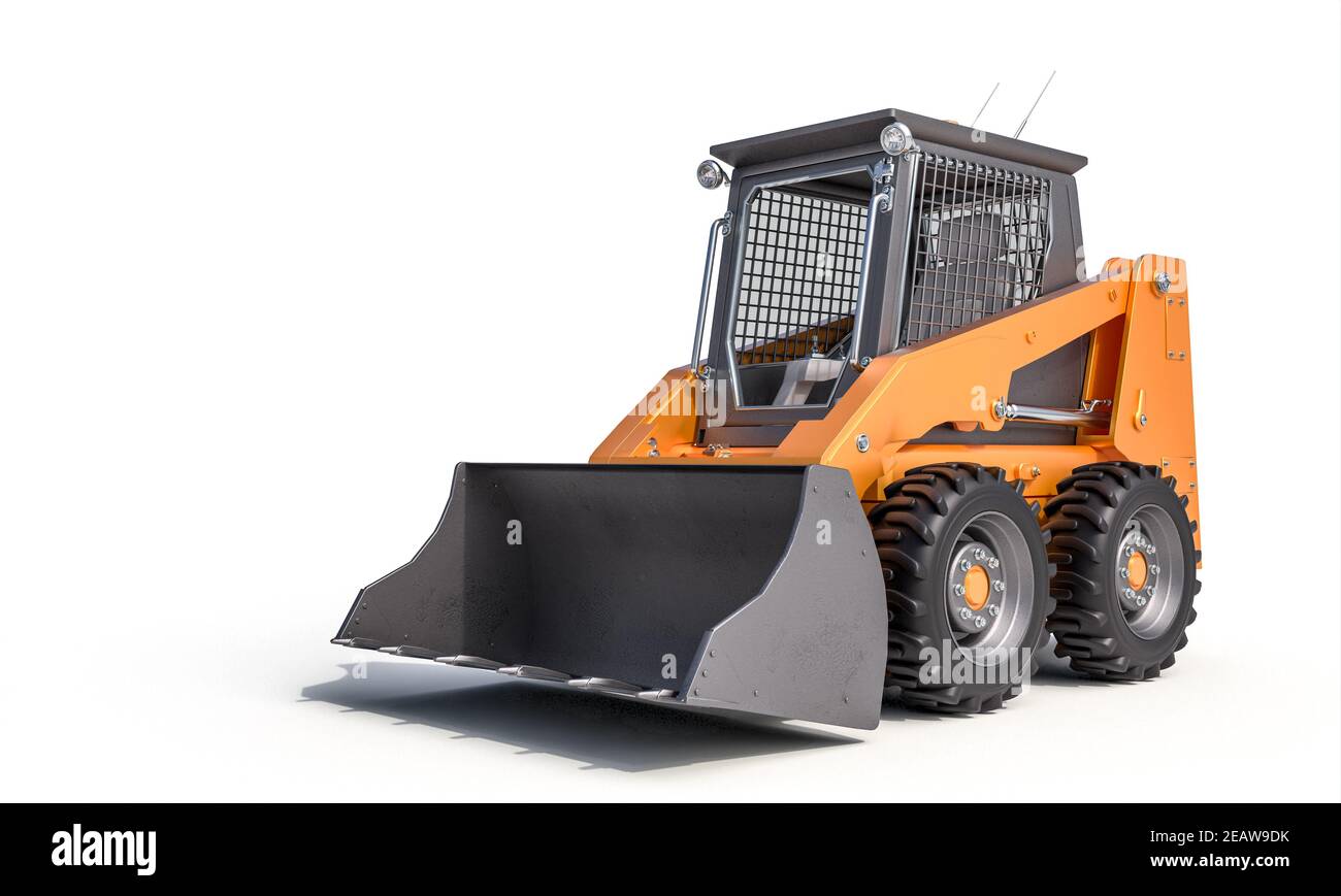 small bulldozer on the white background Stock Photo - Alamy
