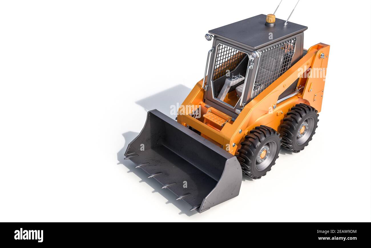 small bulldozer on the white background Stock Photo - Alamy