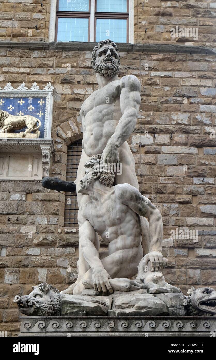 Hercules and Cacus statue in Piazza della Signoria in Florence, Italy ...