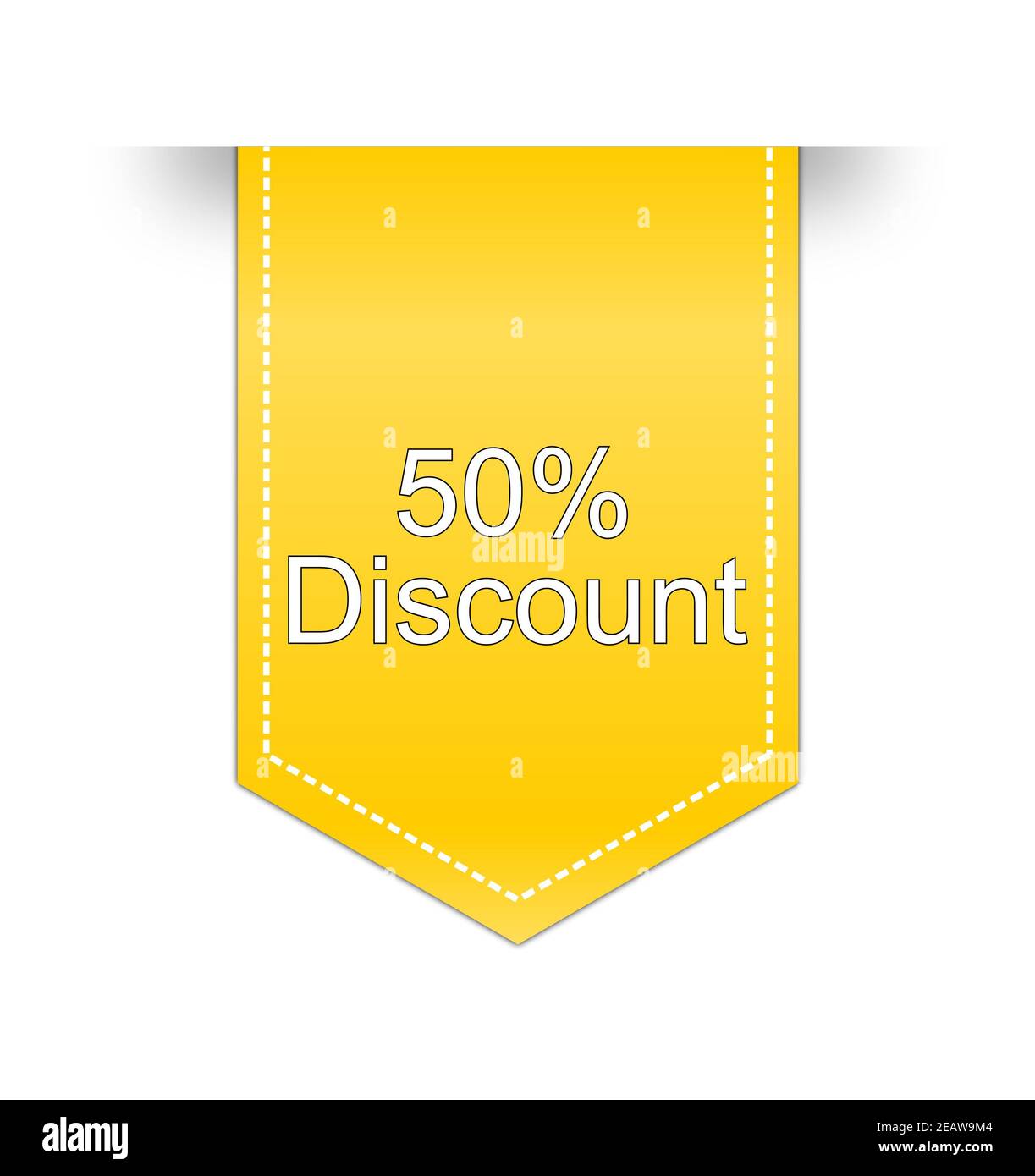 yellow 50% Discount label - illustration Stock Photo - Alamy