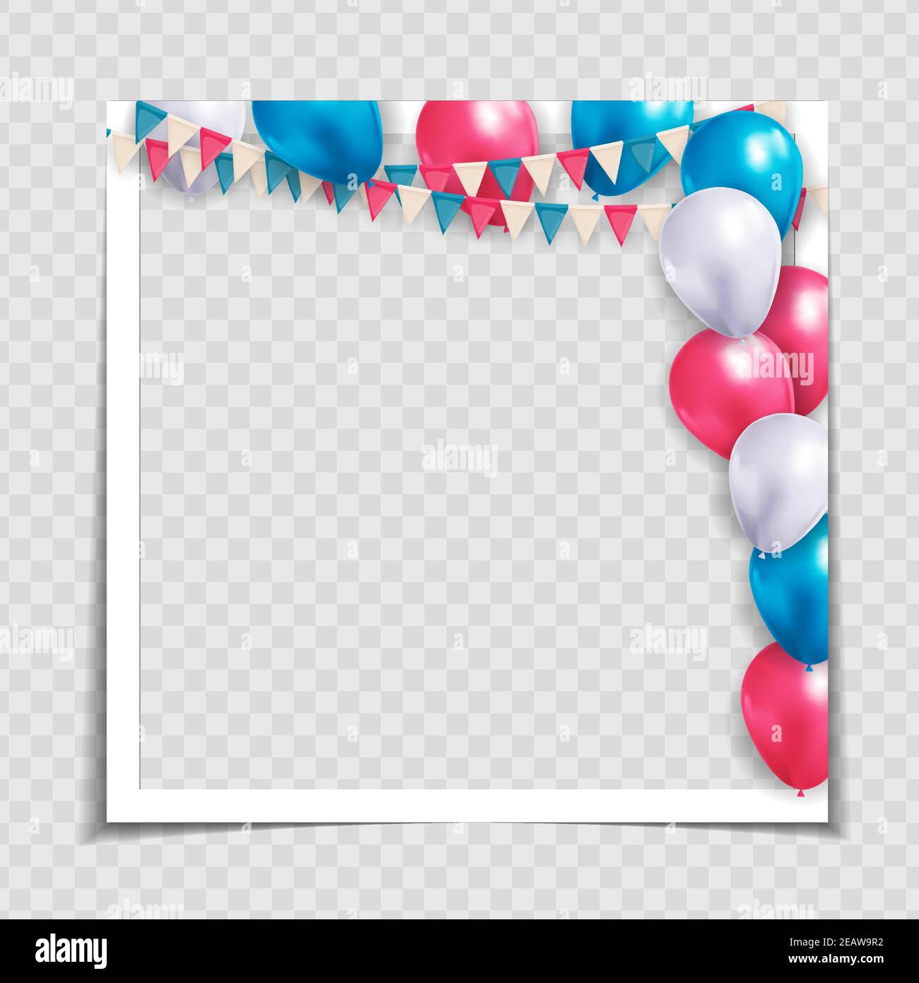 Party Holiday Photo Frame Template for post in Social Network. Vector ...