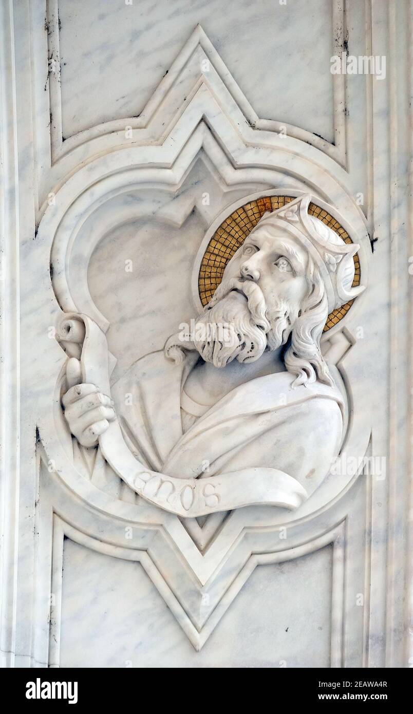 Enos, relief on the facade of Basilica of Santa Croce (Basilica of the ...