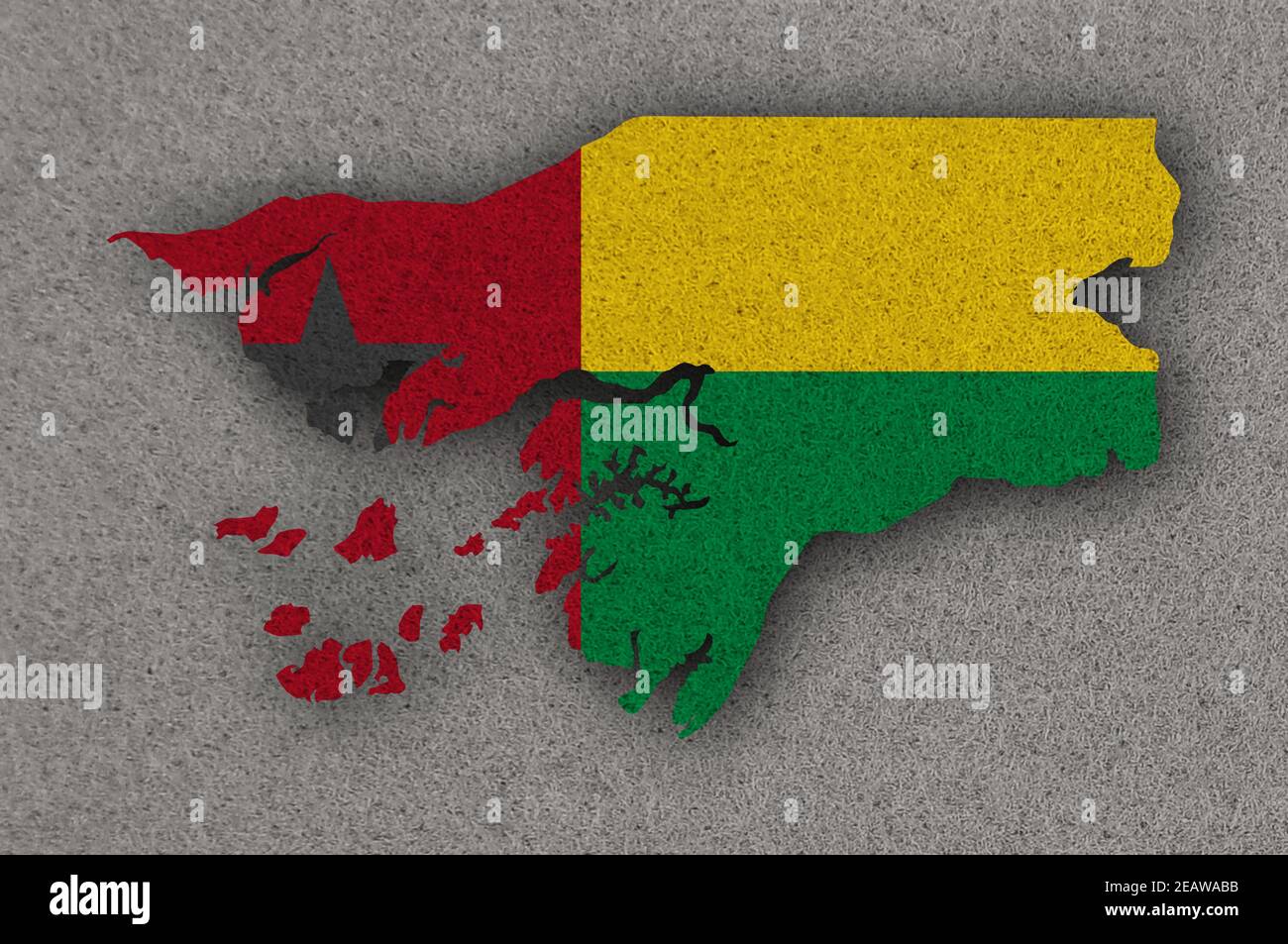 Map and flag of Guinea-Bissau on felt Stock Photo - Alamy