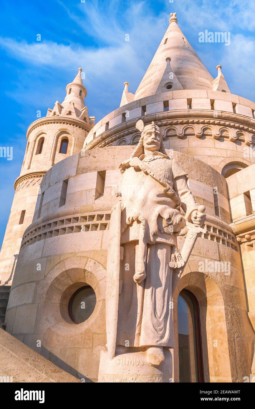 Budapest, Hungary, main tower of the famous Fisherman's Bastion ...