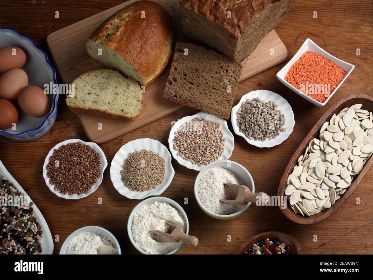 Ingredients for whole grain healthy bread, whole wheat flour Stock ...