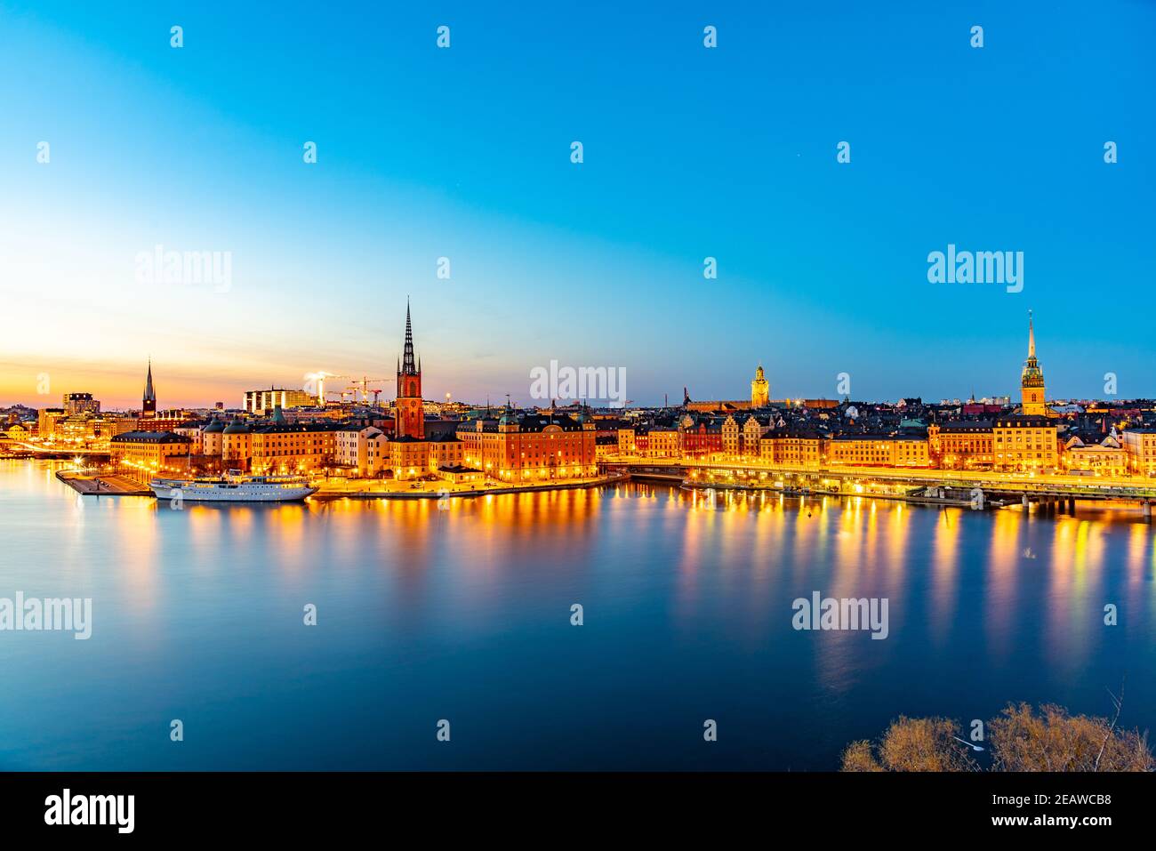 Sunset view of Gamla stan in Stockholm from Sodermalm island, Sweden ...