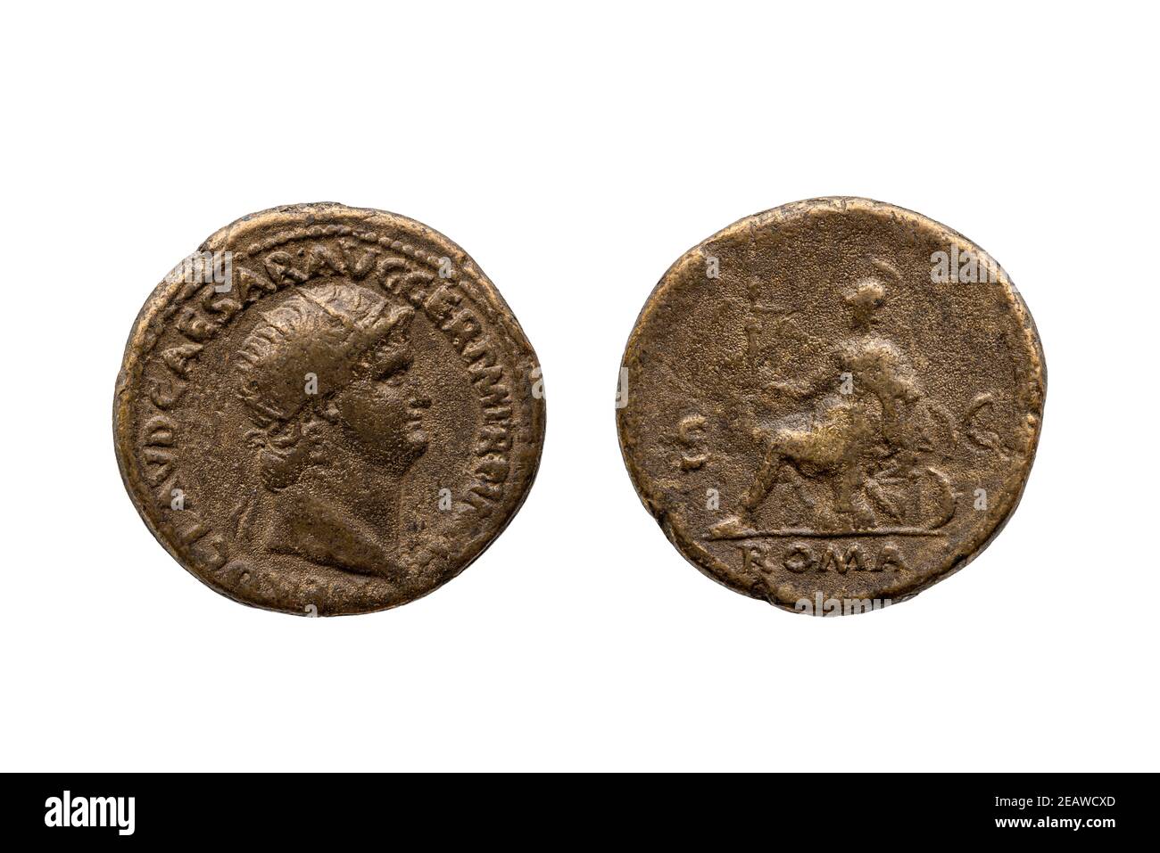 Roman Dupondius Coin of Roman Emperor Nero Stock Photo - Alamy