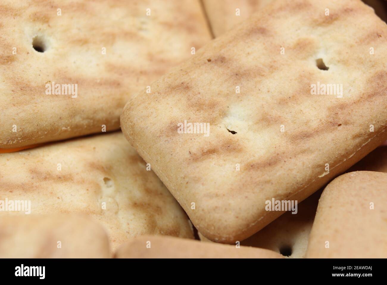 Close up view rectangular biscuits with small pores Stock Photo - Alamy