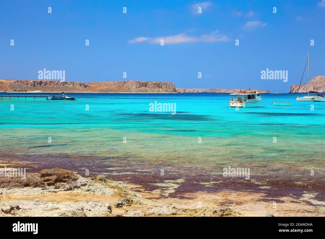 GRAMVOUSA - BALOS, THE CRETE ISLAND, GREECE - JUNE 4, 2019: Beautiful ...