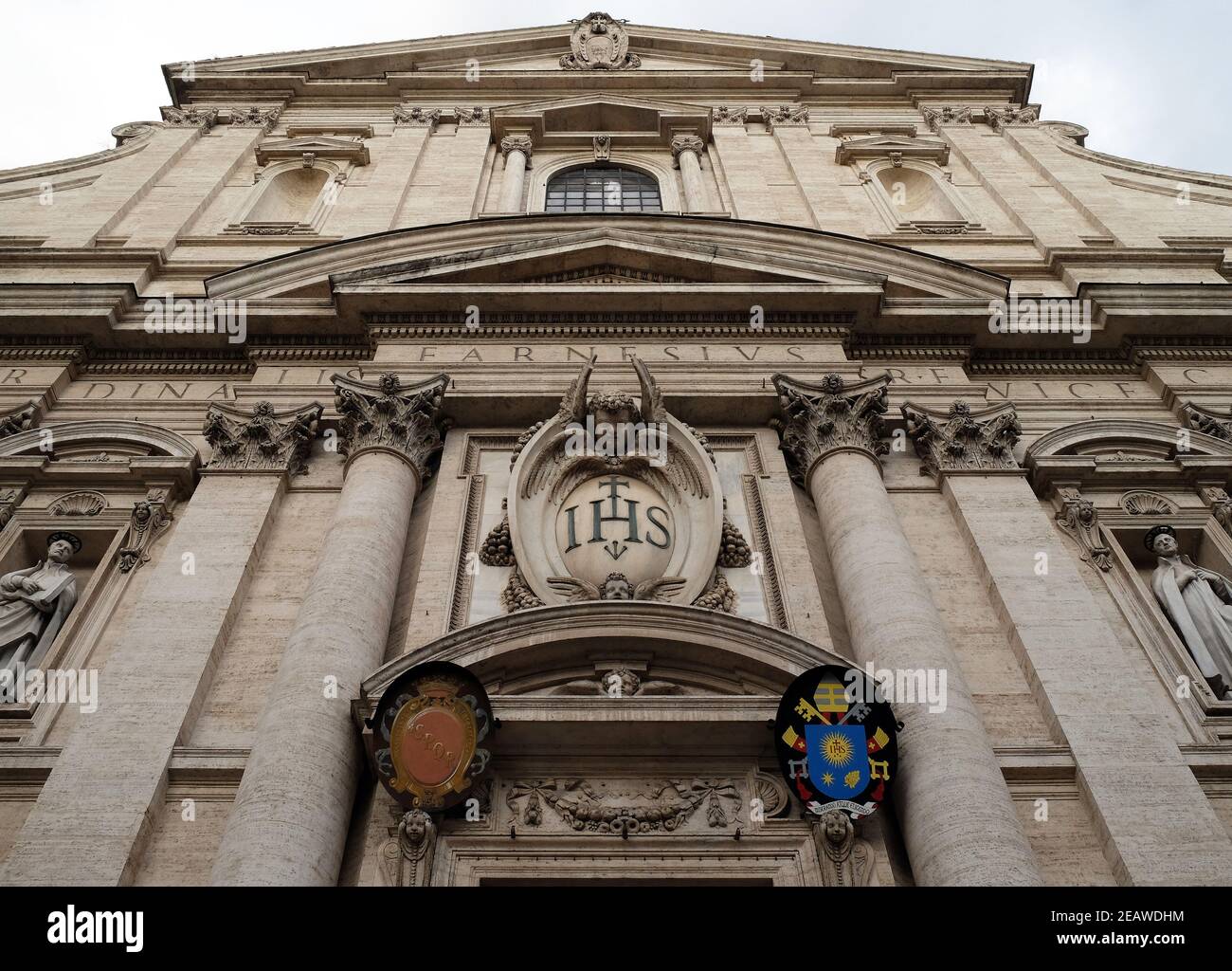 Facade of the Church of the Gesu, mother church of the Society of Jesus ...