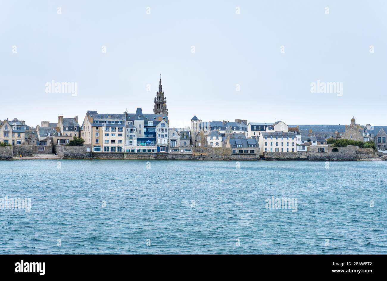 Roscoff, France - August 28, 2019: View of Seafront of the medieval ...