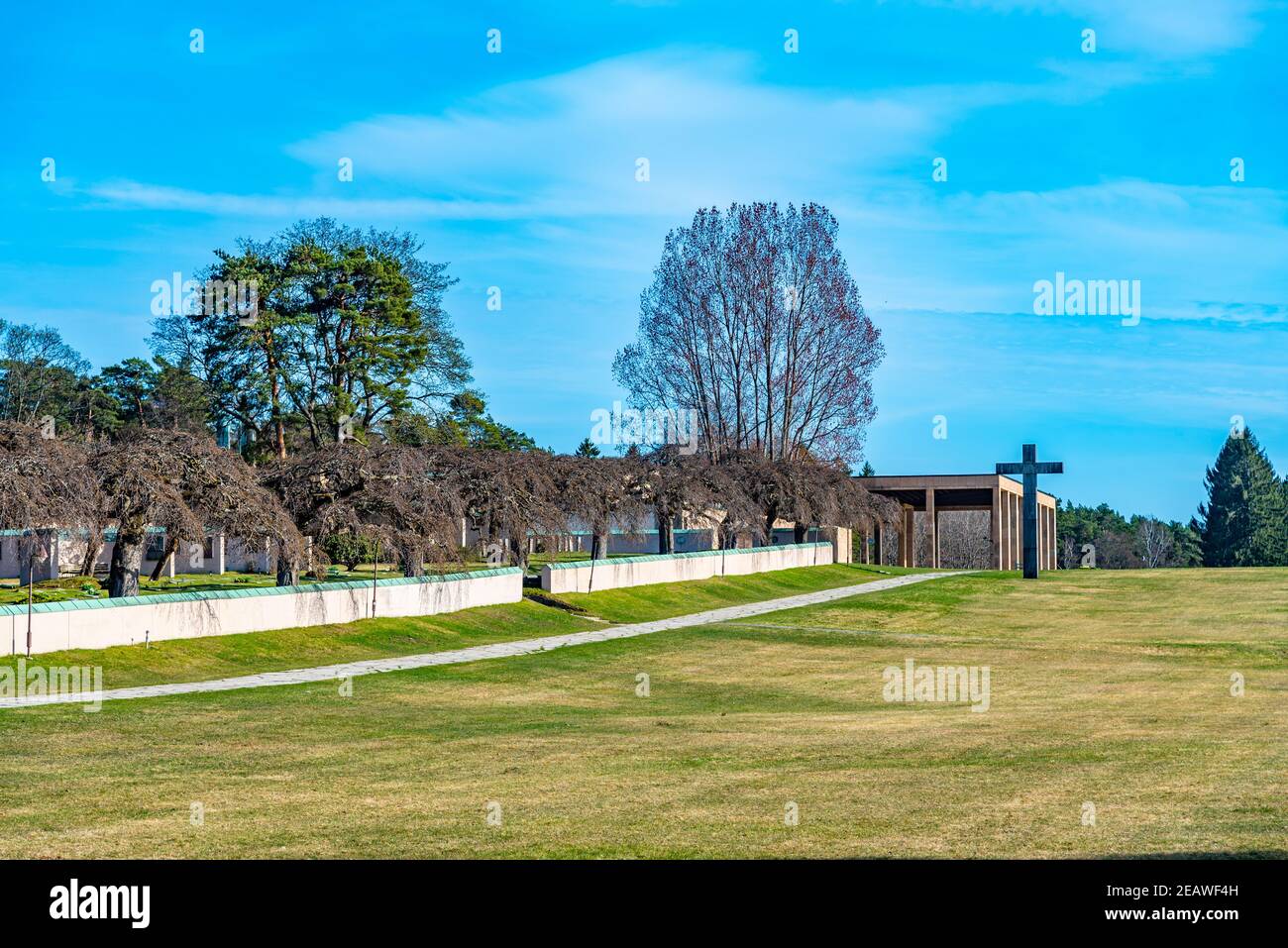 View of the Skogskyrkogarden, Unesco-listed cemetery, in Stockholm ...