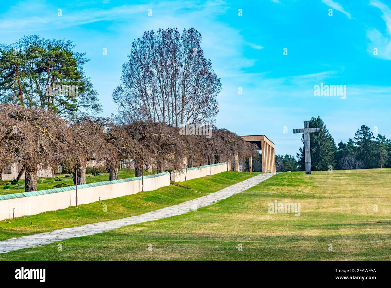 View of the Skogskyrkogarden, Unesco-listed cemetery, in Stockholm ...
