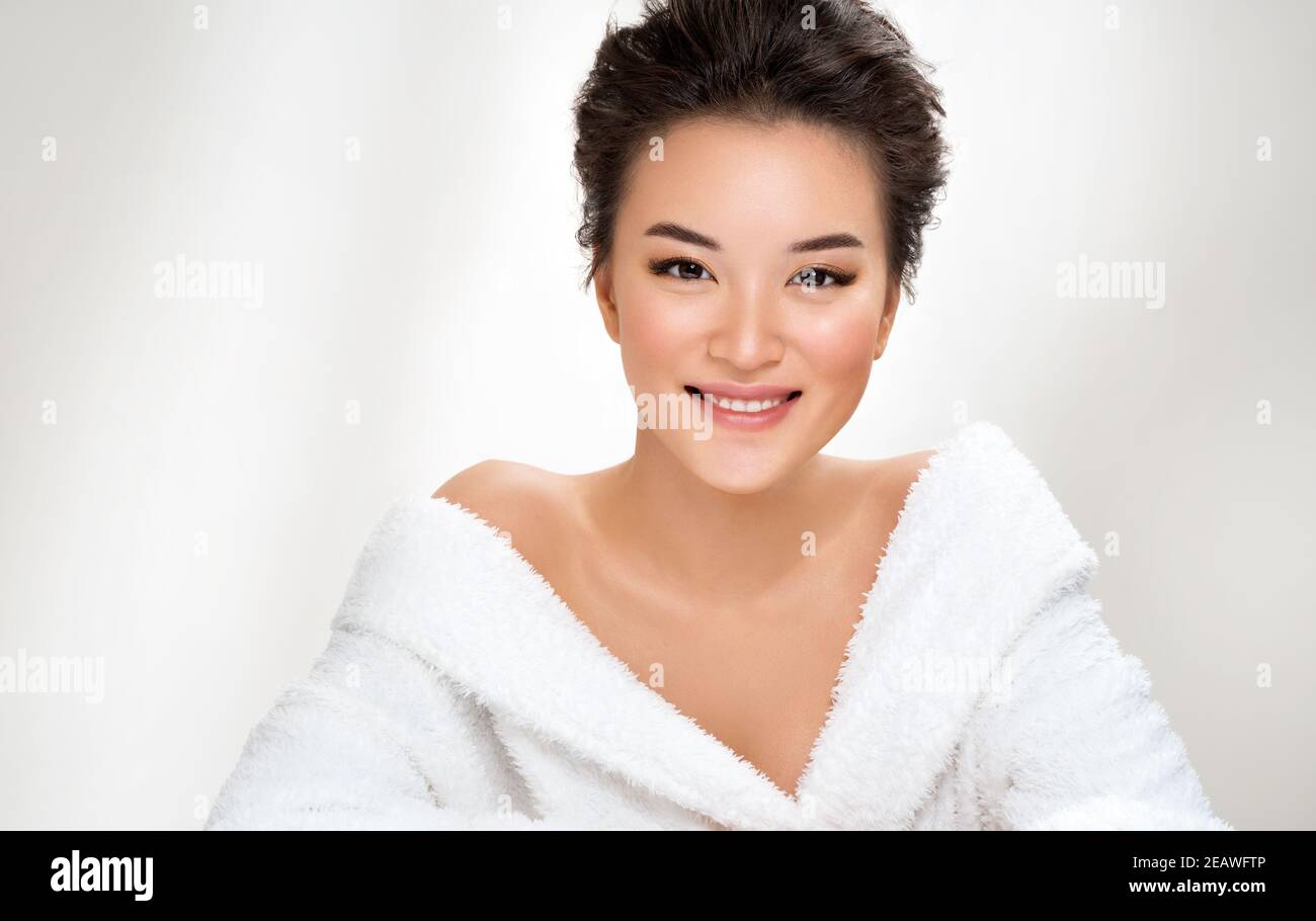 Beautiful Woman After Shower Photo Of Asian Woman With Perfect Makeup