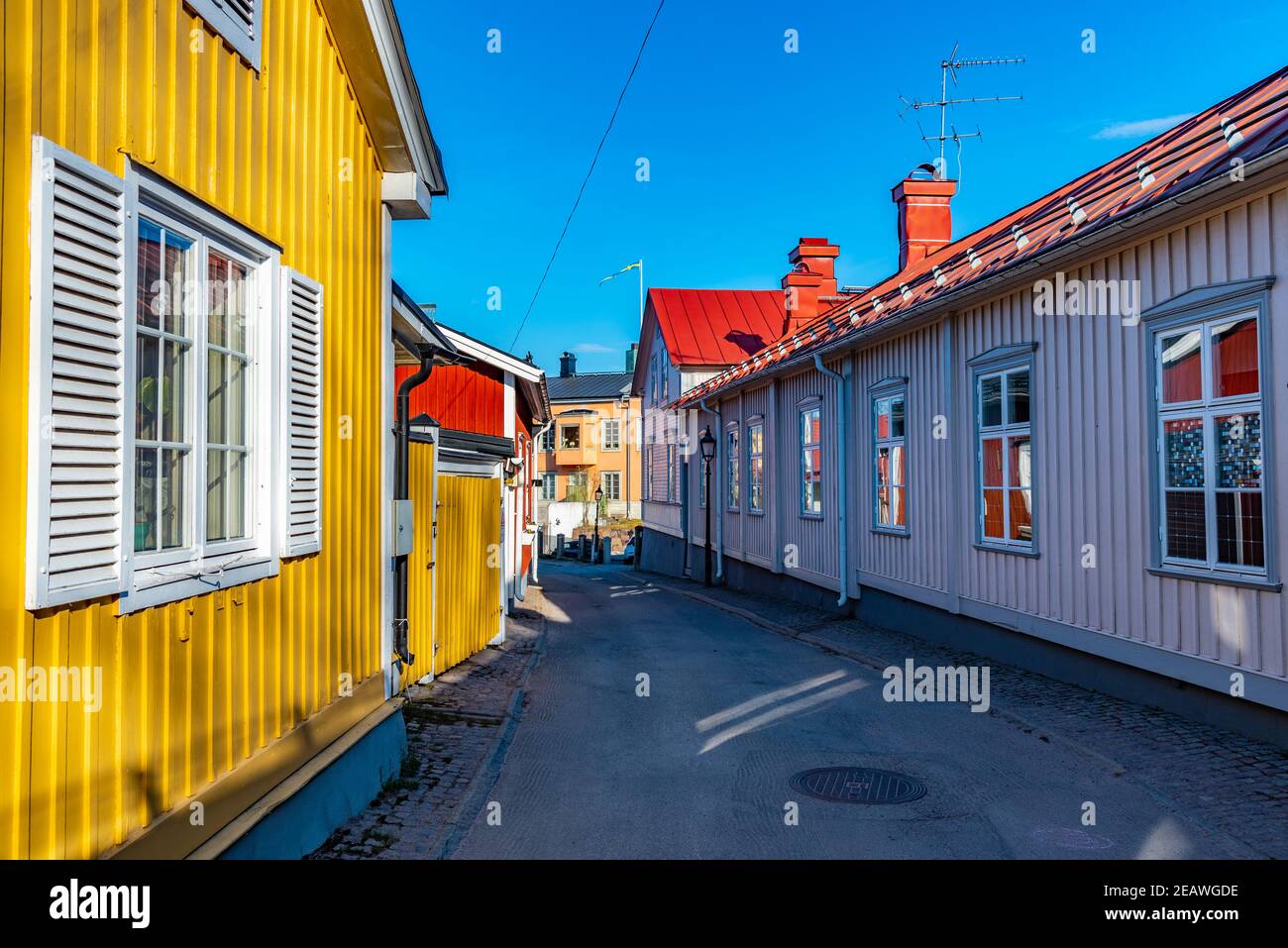 Traditional timber buildings in center of Gavle, Sweden Stock Photo - Alamy