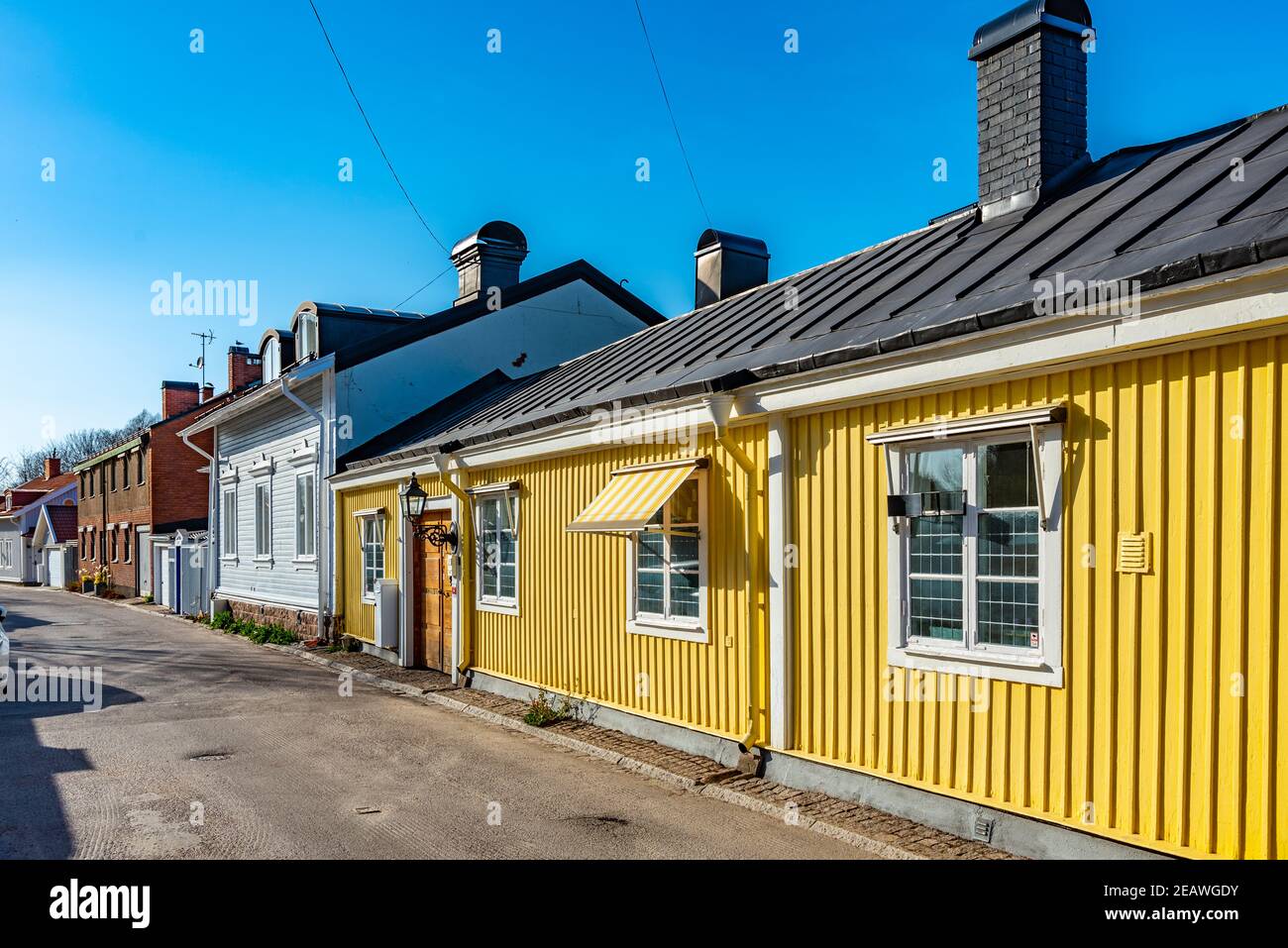 Traditional timber buildings in center of Gavle, Sweden Stock Photo - Alamy