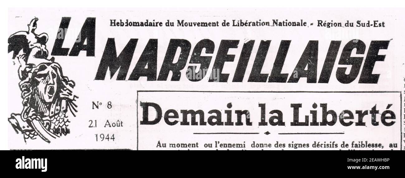 La Marseillaise, newspaper of the french National Liberation Movement ...