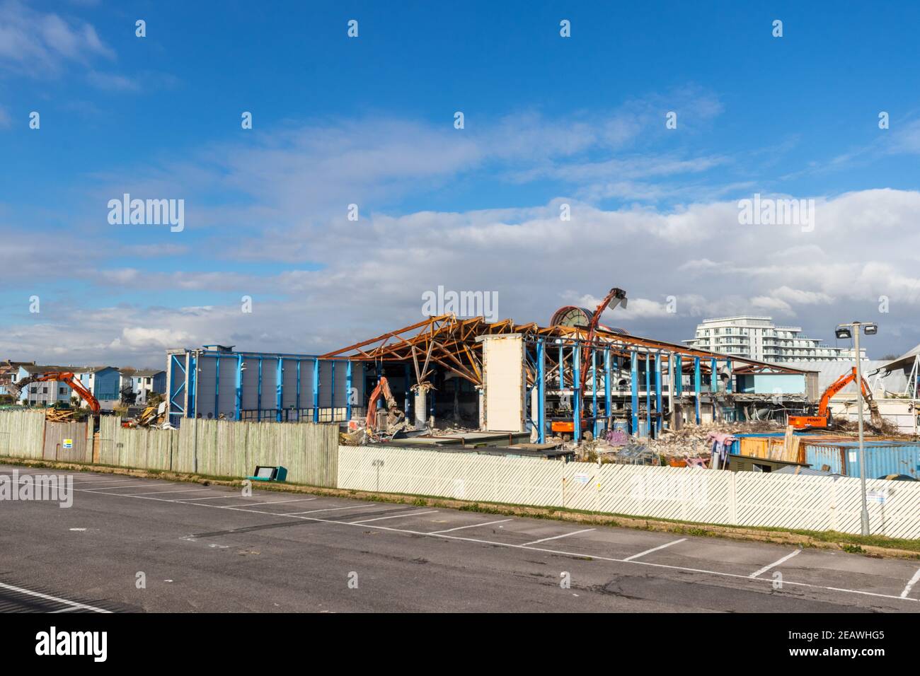 Demolition of the old swimming pool, which opened in 1987, taking place ...