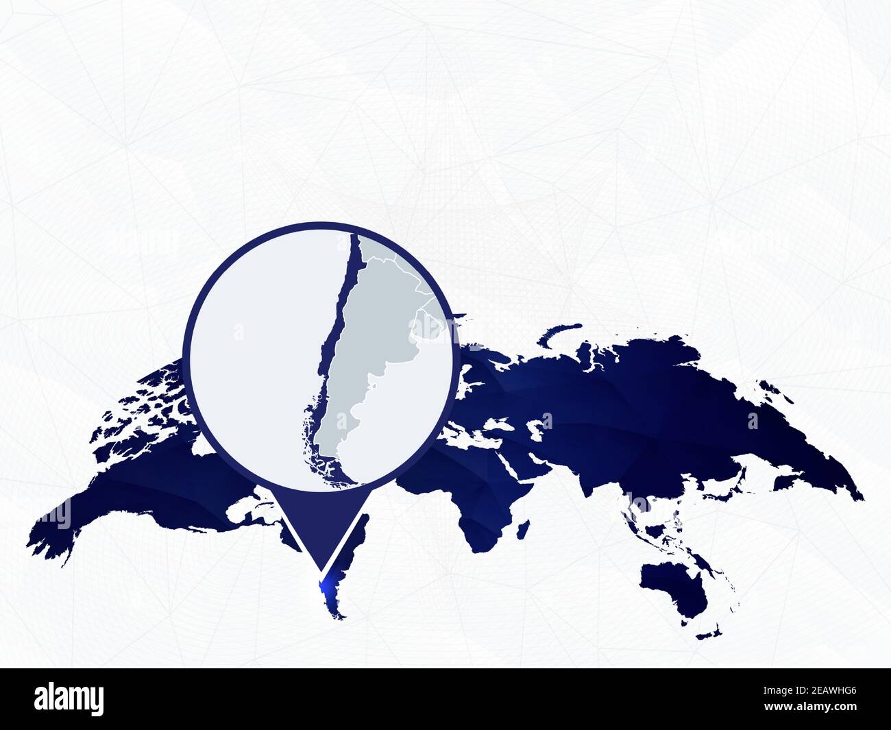 Chile detailed map highlighted on blue rounded World Map. Map of Chile ...