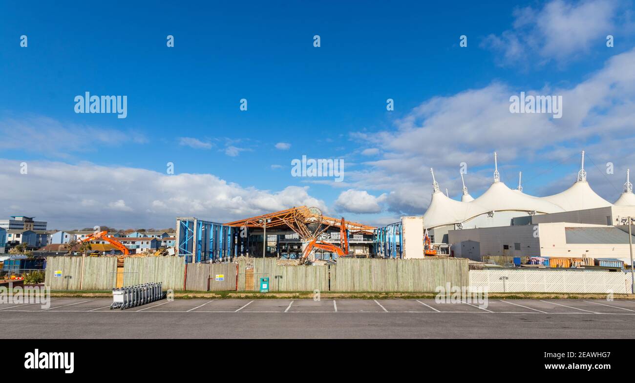 Demolition of the old swimming pool, which opened in 1987, taking place ...
