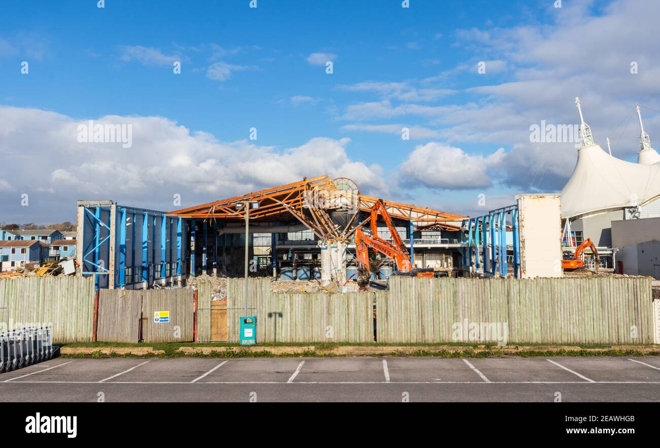 Demolition of the old swimming pool, which opened in 1987, taking place ...