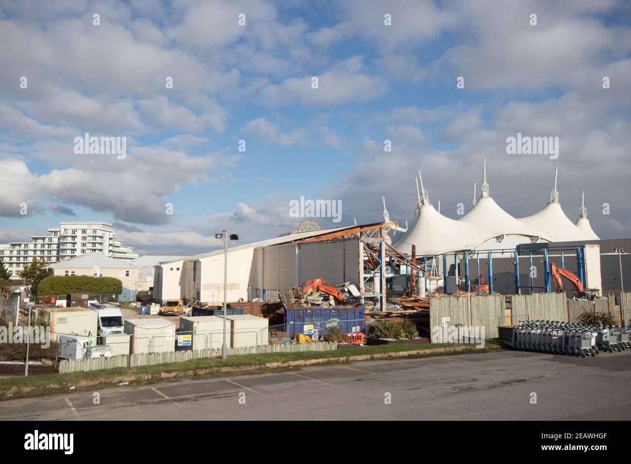 Demolition of the old swimming pool, which opened in 1987, taking place ...