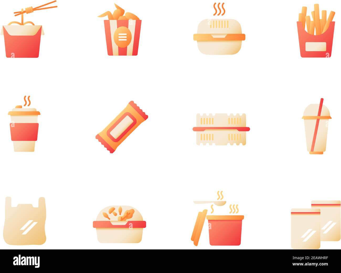 Take out fast food vector flat color icon set Stock Vector Image & Art ...
