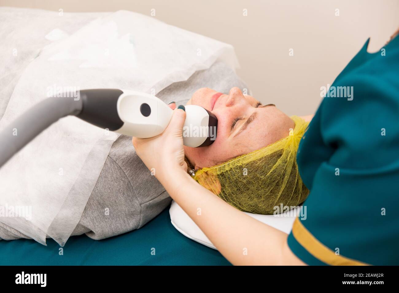 Modern interior of the cosmetology office with a full-electrical facial ...