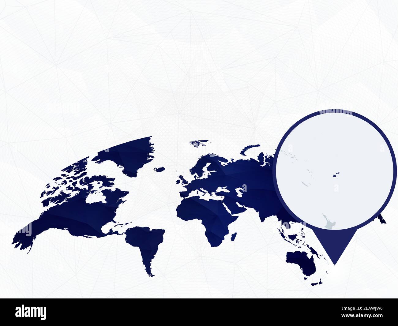 Fiji detailed map highlighted on blue rounded World Map. Map of Fiji in ...