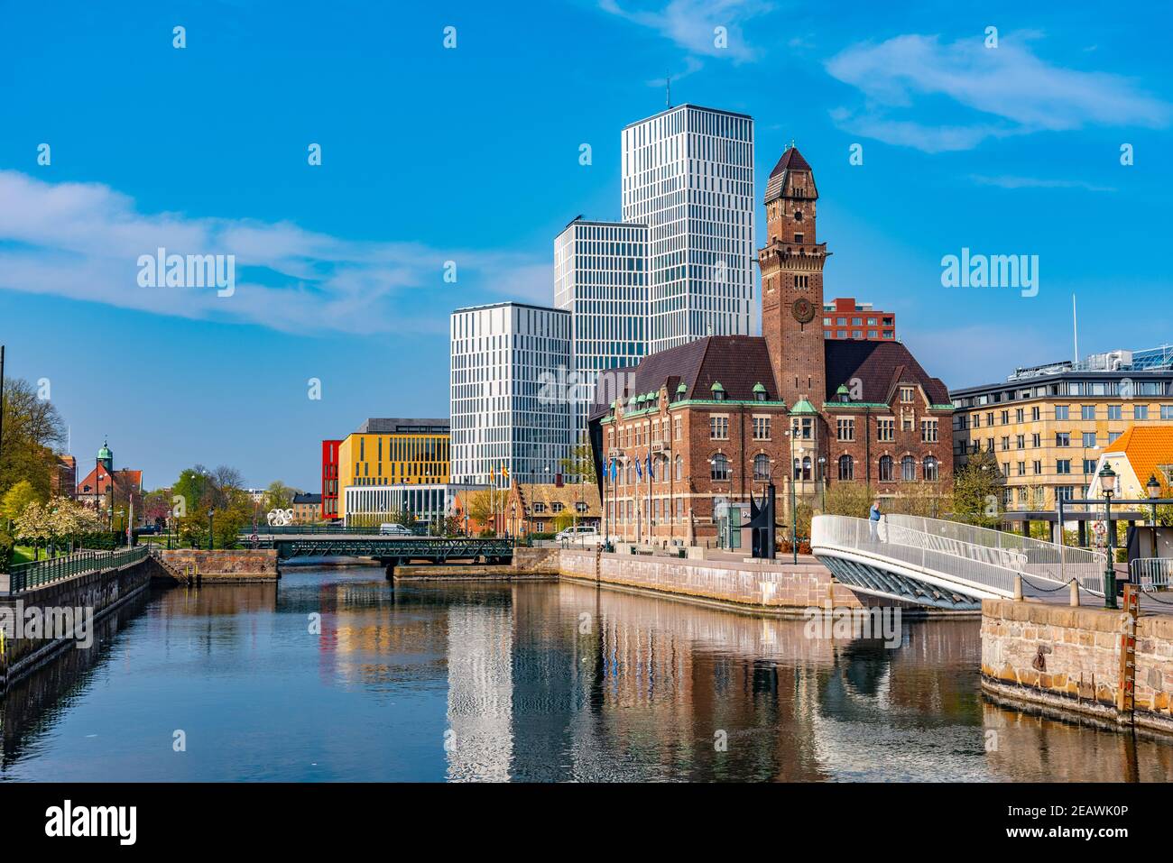 Skyline of Malmo dominated by the world maritime university, Sweden ...