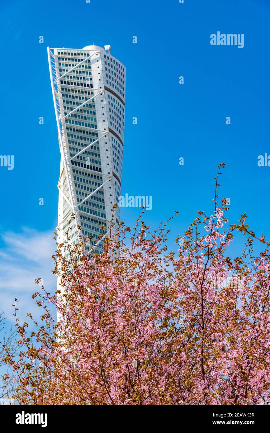 View of a landmark of swedish city Malmo – Turning Torso skyscraper ...