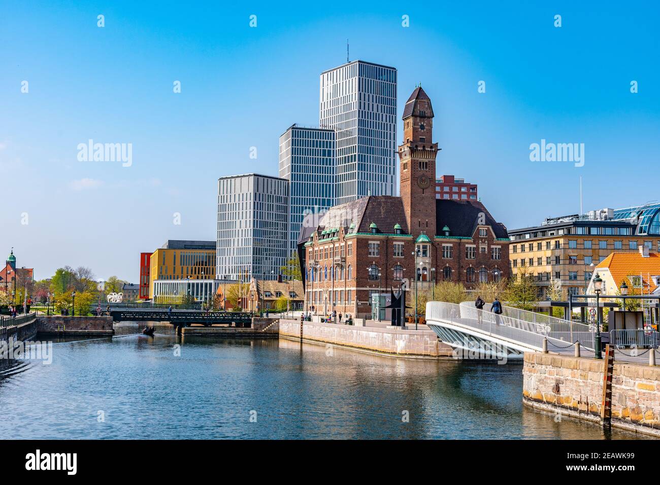 Skyline of Malmo dominated by the world maritime university, Sweden ...