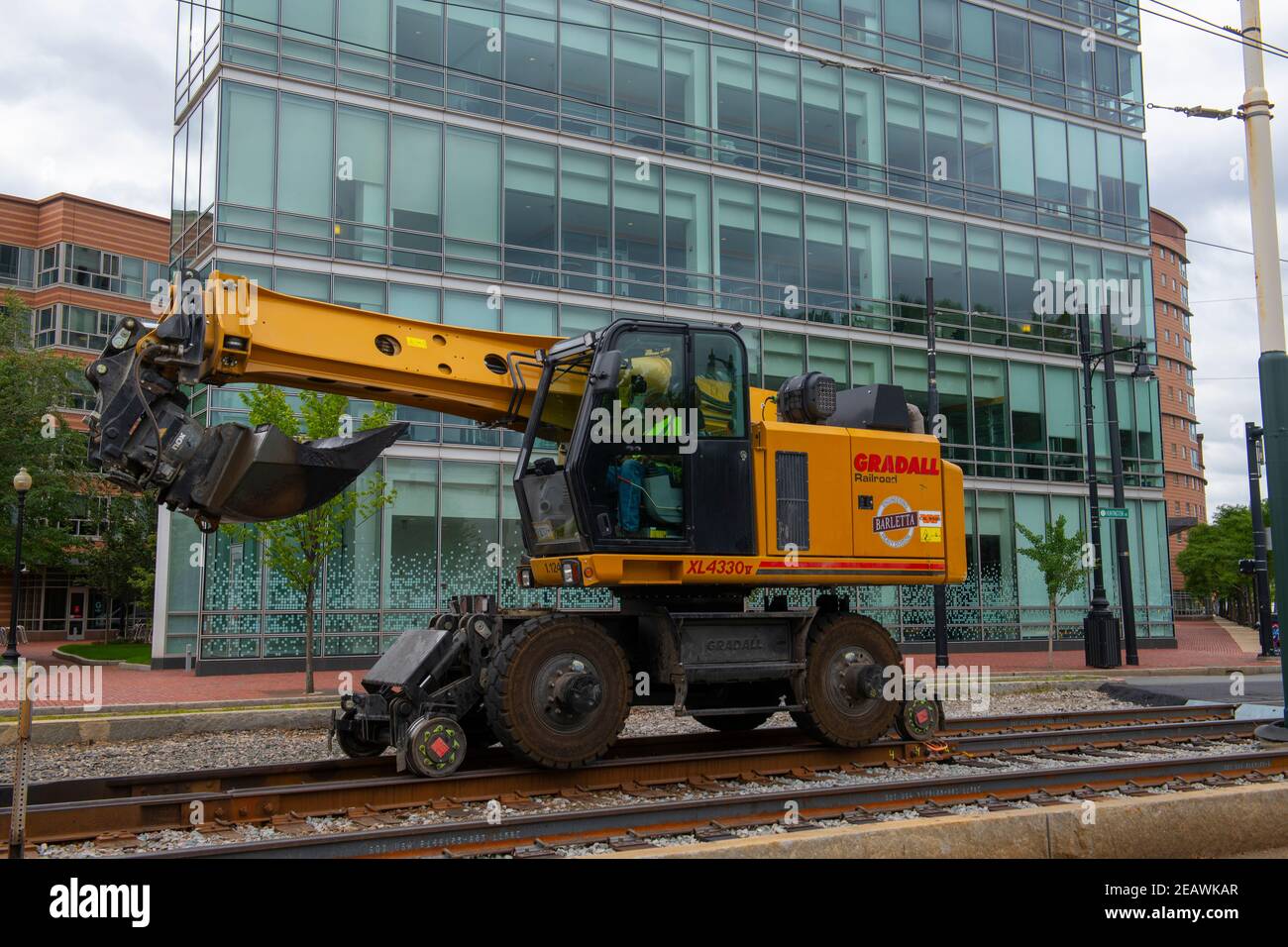 Railroad Maintenance Machine Gradall XL 4330 on MBTA Green Line in ...