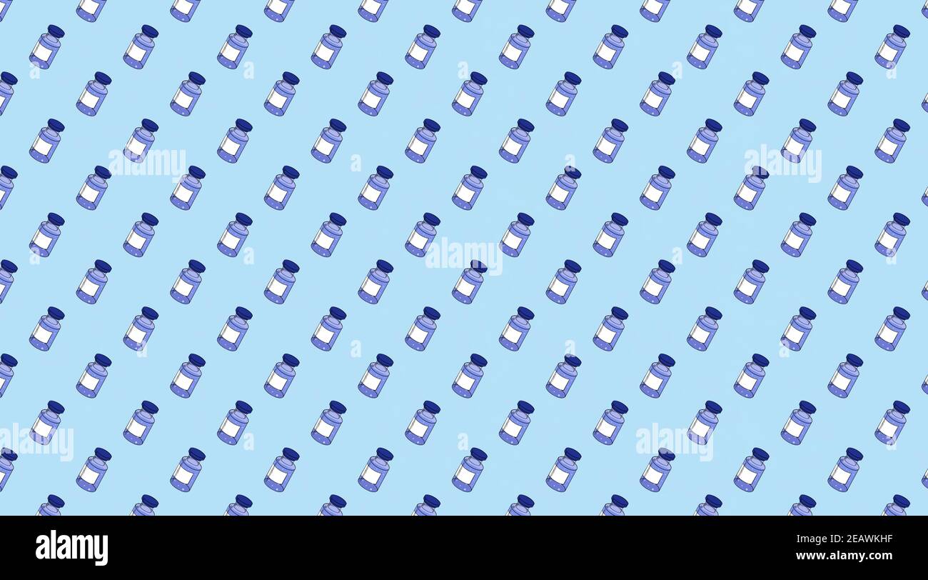 Vaccine vials and ampoules seamless pattern background, flat lay ...